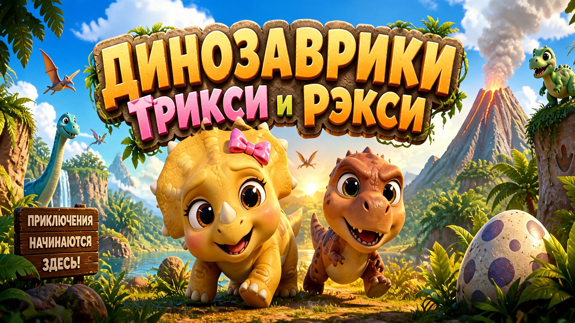 Динозаврики Трикси и Рэкси- Мультфильм для малышей!
