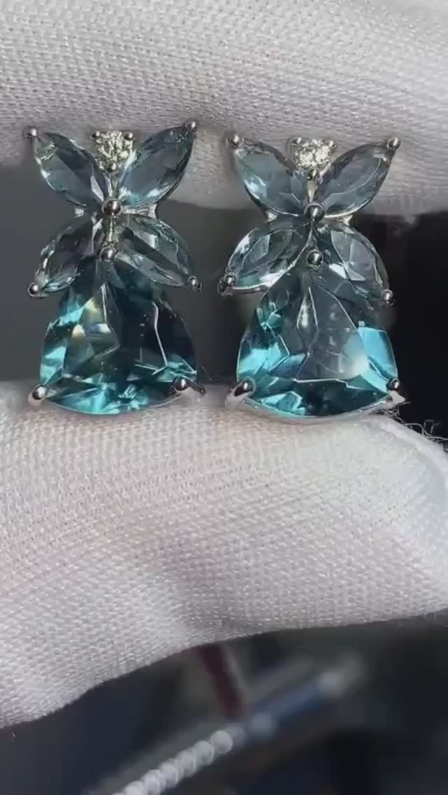 Топазы необычные серьги #топаз #серьгисеребро #ювелирка