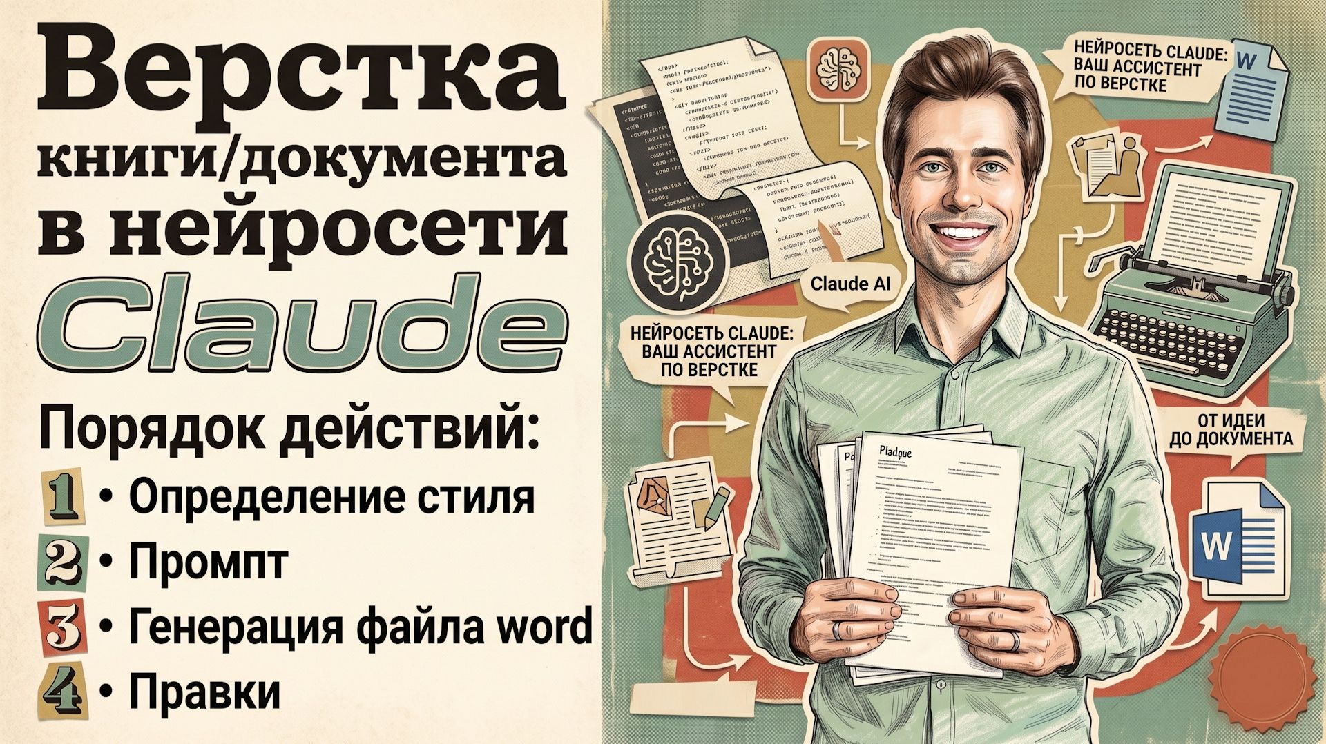 Верстка книги/документа в нейросети Claude - стиль, промпт, генерация документа word