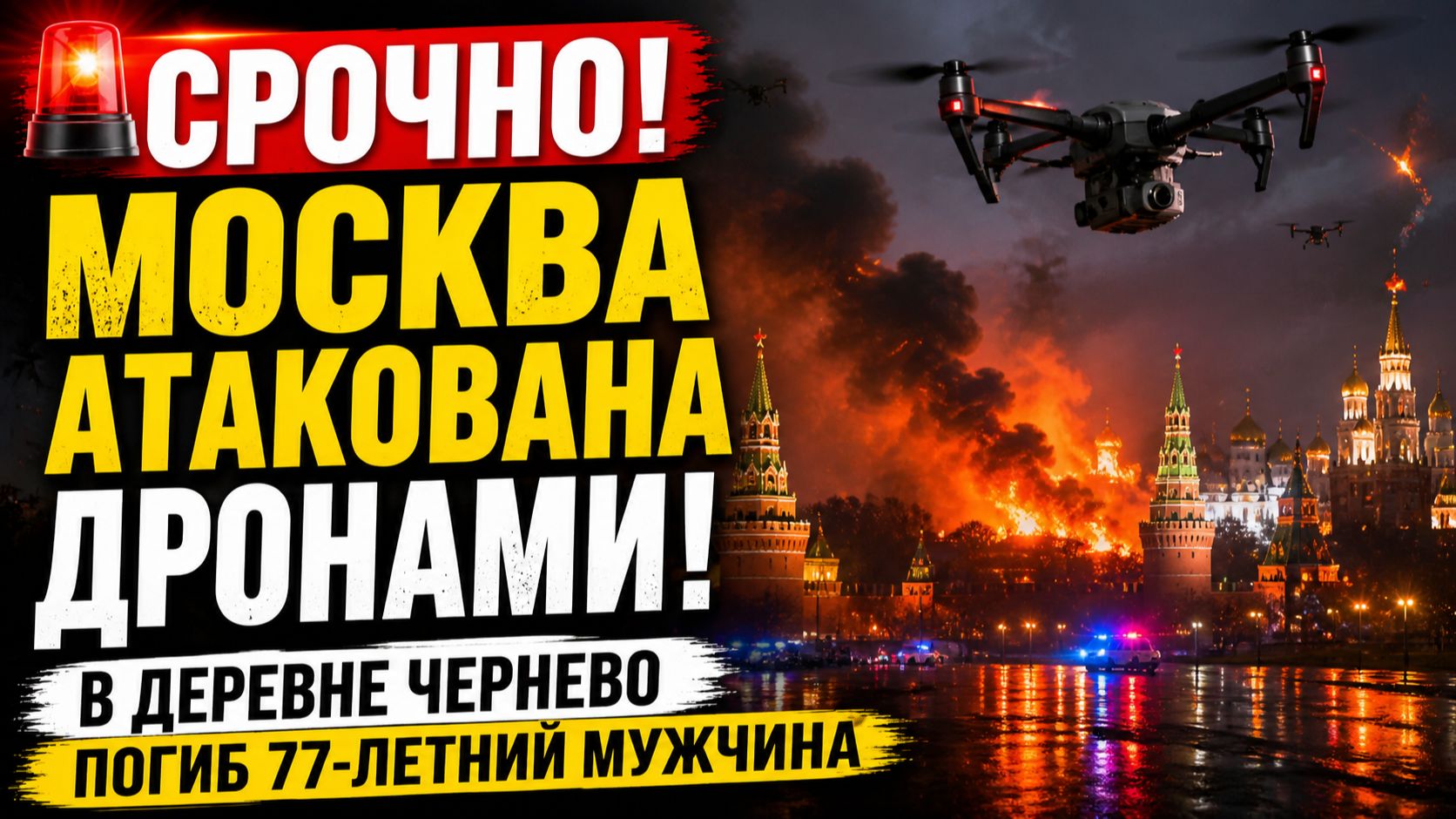 СРОЧНО! МОСКВА АТАКОВАНА ДРОНАМИ! в деревне Чернево погиб 77-летний мужчина