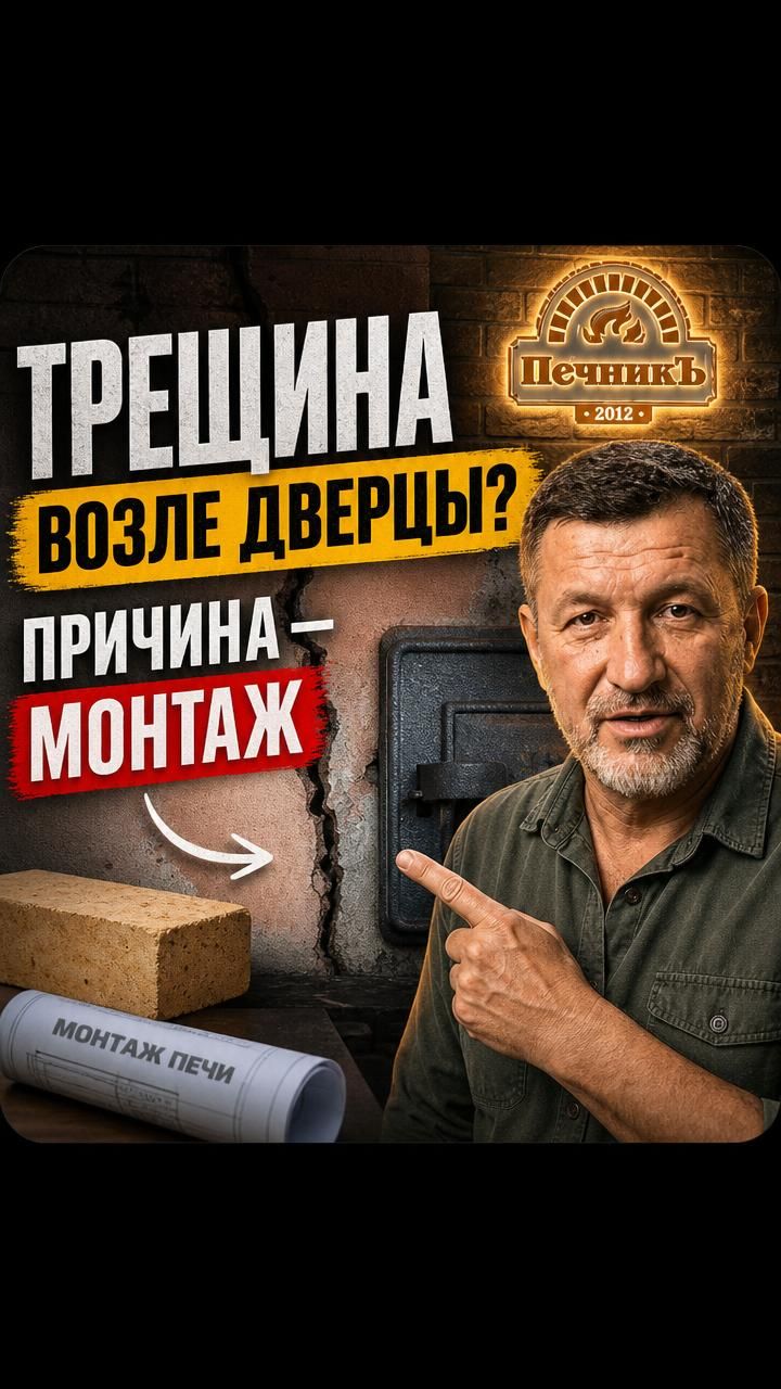 Почему трескается кирпич возле топочной дверцы?