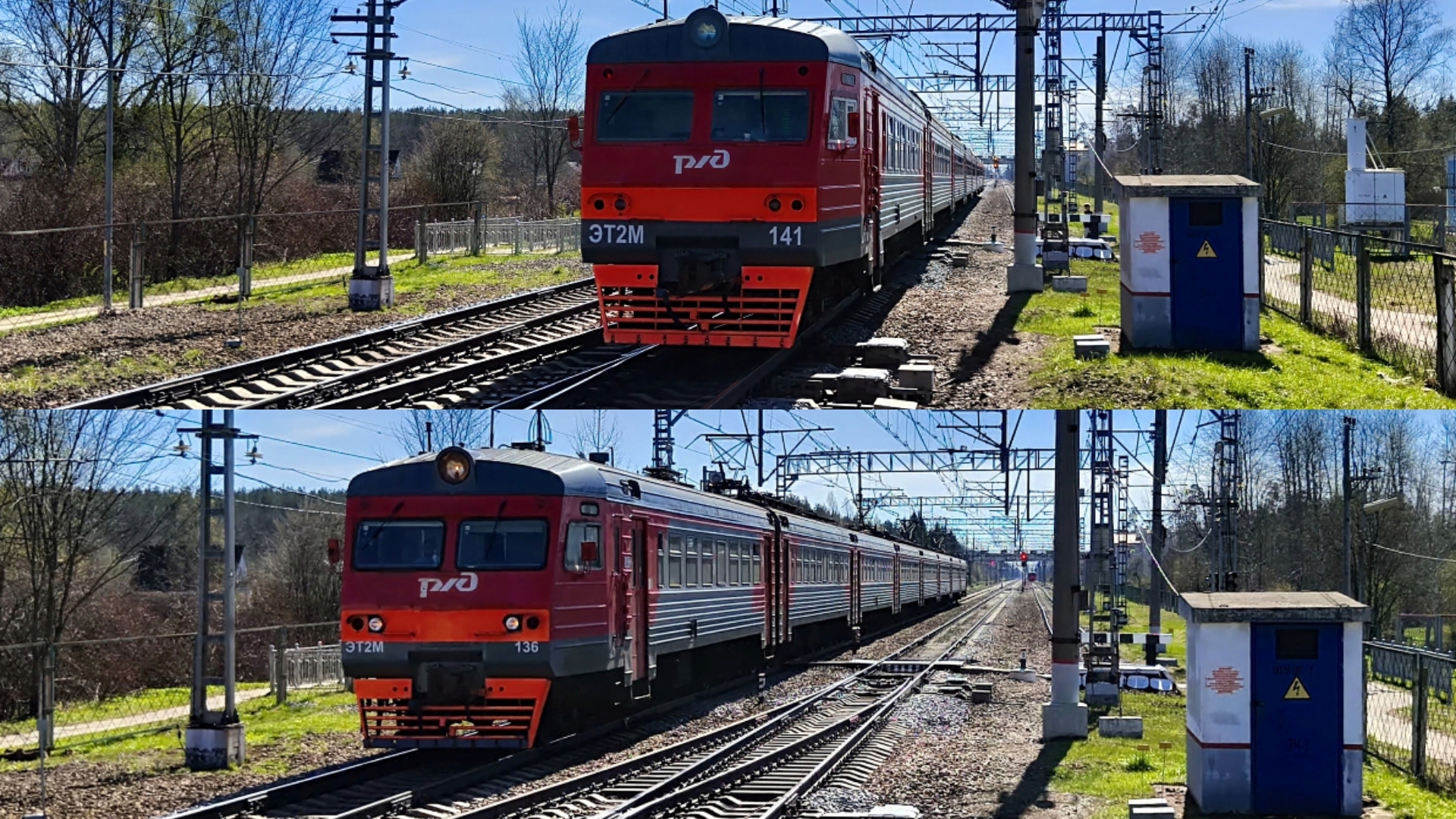 ЭТ2М 141 и ЭТ2М 136 на станции Ушаки