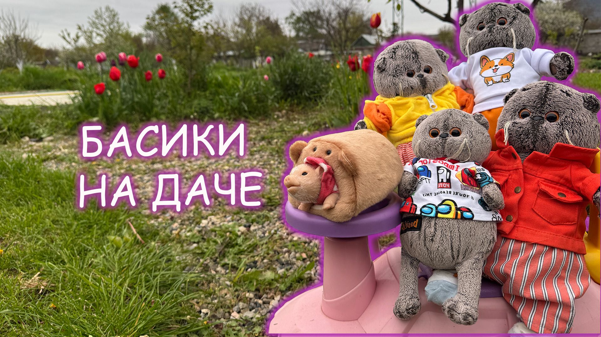 Басики на даче 😽🍰🌷  Котики Басики весной
