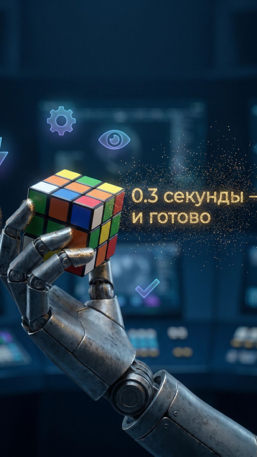 🎥 Робот собрал кубик Рубика за 0.3 секунды — быстрее, чем вы моргнёте. 🤖