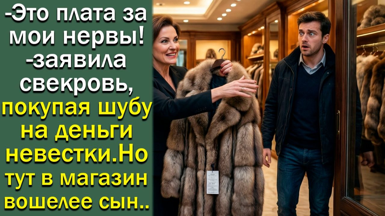 - Это плата за мои нервы! заявила свекровь, покупая шубу на деньги невестки. Но тут в магазин вошел