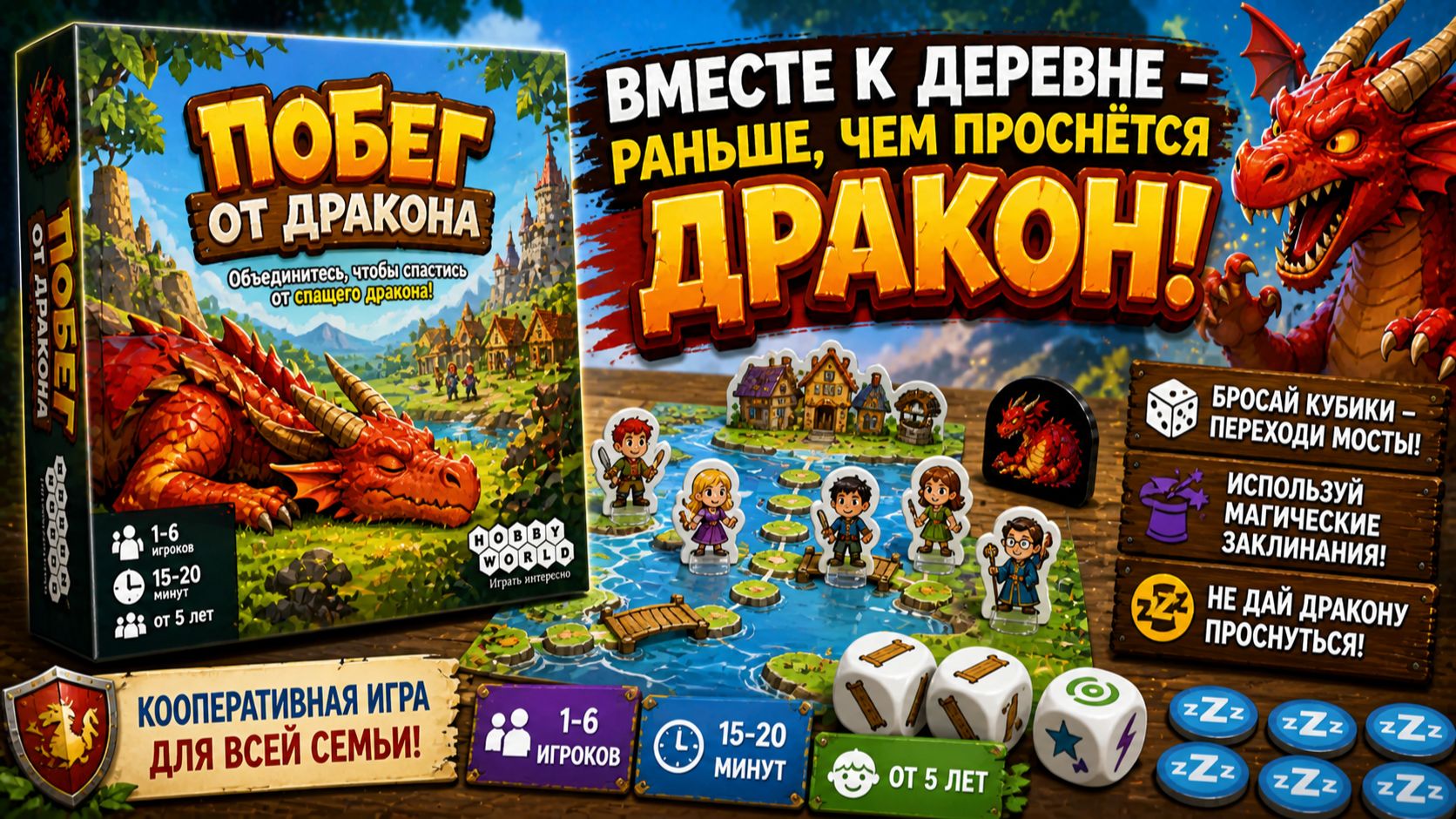 🐲 Настольная игра «Побег от дракона» — правила, обзор и как играть