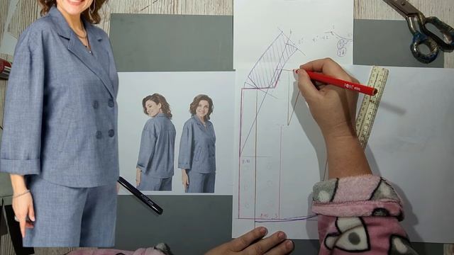 Моделирование. Простой в пошиве стильный жакет без подкладки. Выкройка № 2068.