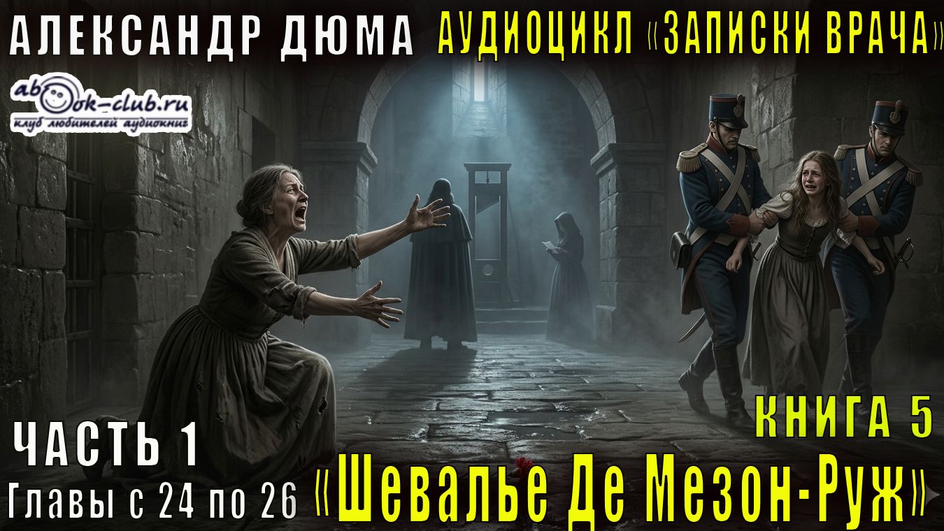 Александр Дюма "Записки врача" книга 5 "Шевалье де Мезон-Руж" часть 1 главы с 24 по 26