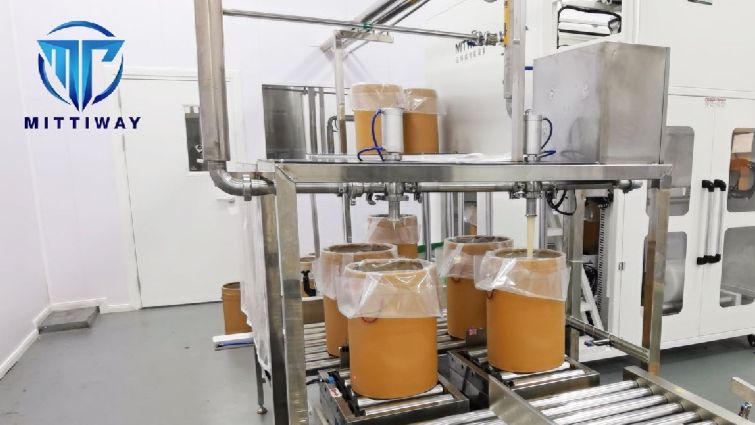 Линия для упаковки в гофробарабан для жидких продуктов Mittiway