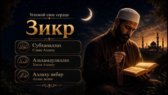 Мощный зикр – 1 час Субханаллах Альхамдулиллах Аллаху акбар | Успокой своё сердце