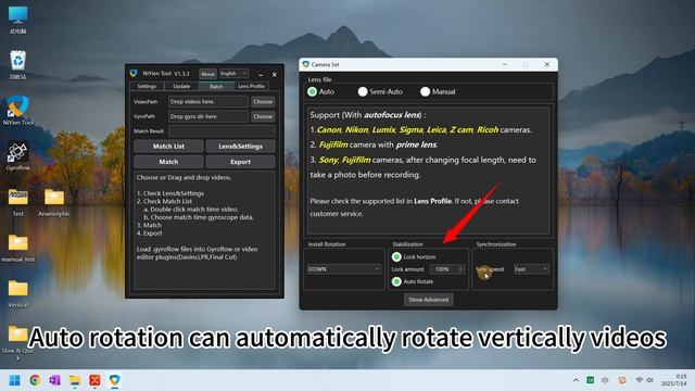 3.3 nstallation Direction, Horizon Lock, Sync Speed, Advanced Options