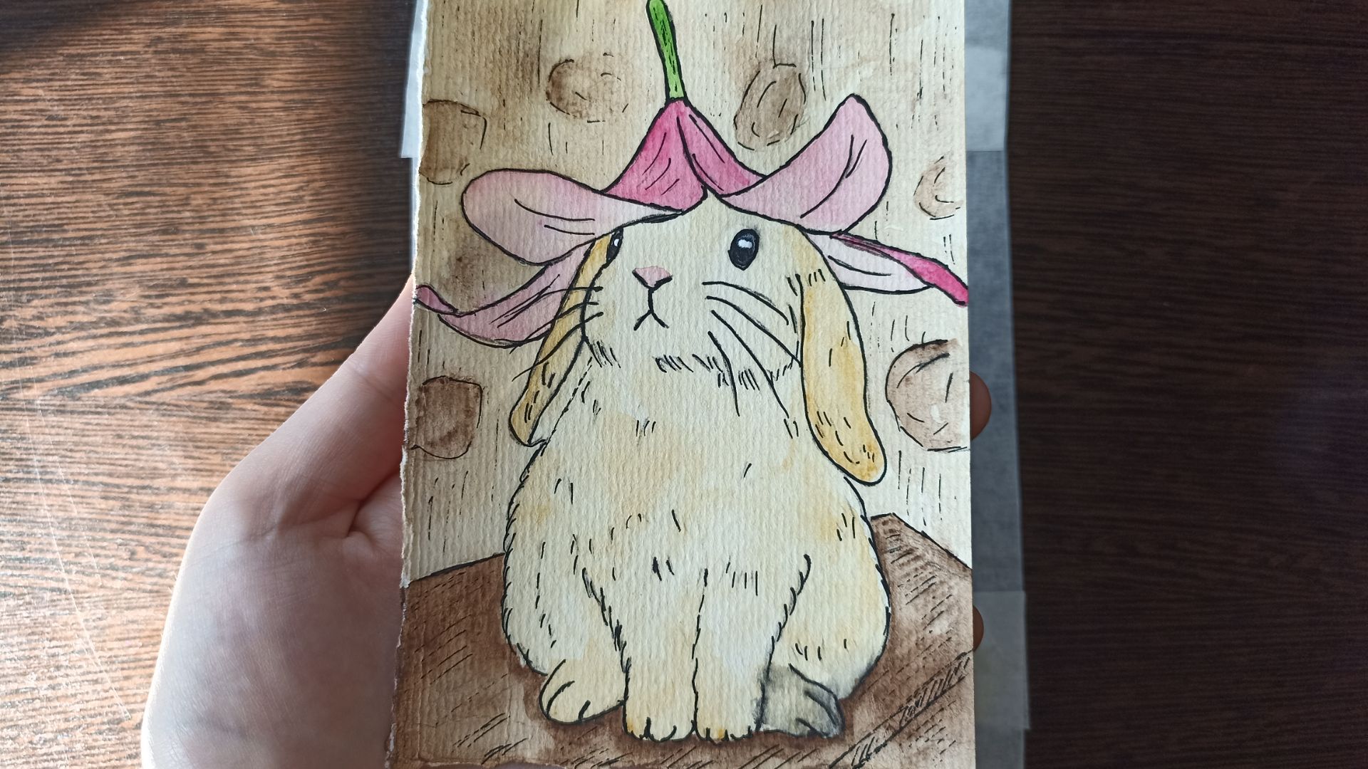Рисунок акварелью / Милый кролик