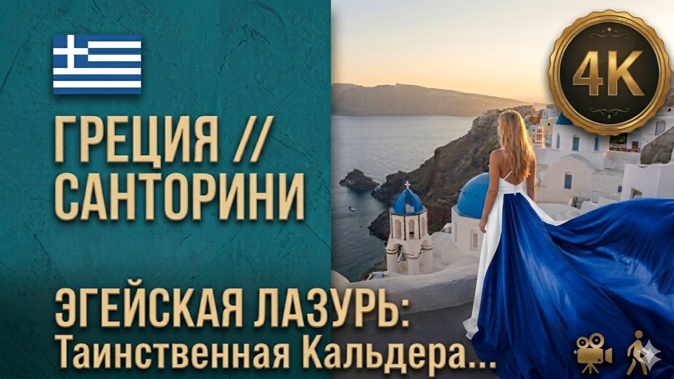 🇬🇷 Греция // Санторини // Прогулка, Ия, Фира, Кальдера и закат над Эгейским морем 4K