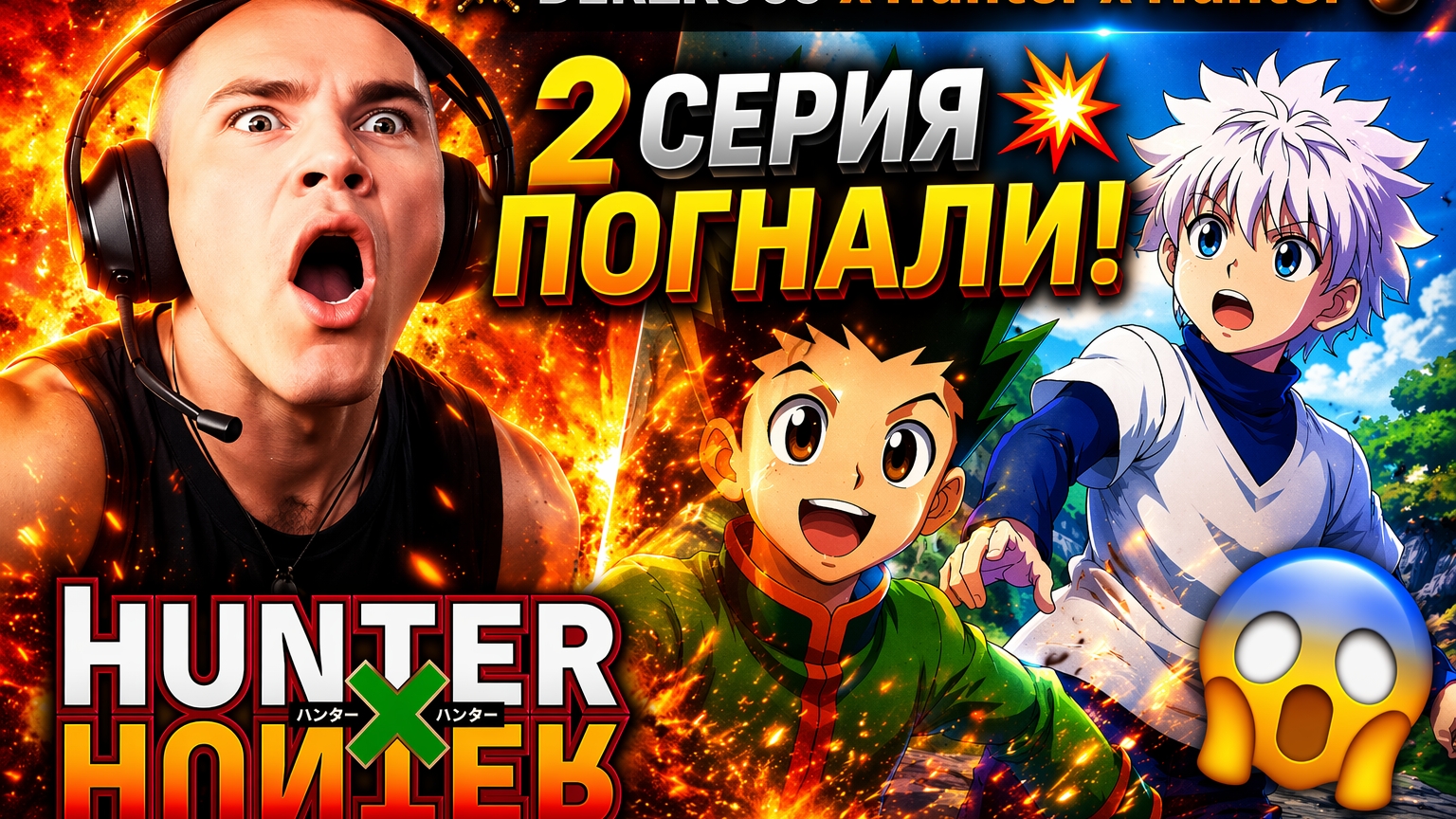 🔥 DERZKO69 СМОТРИТ Hunter x Hunter — 2 СЕРИЯ | ЕЩЁ БОЛЬШЕ ЭМОЦИЙ ⚡