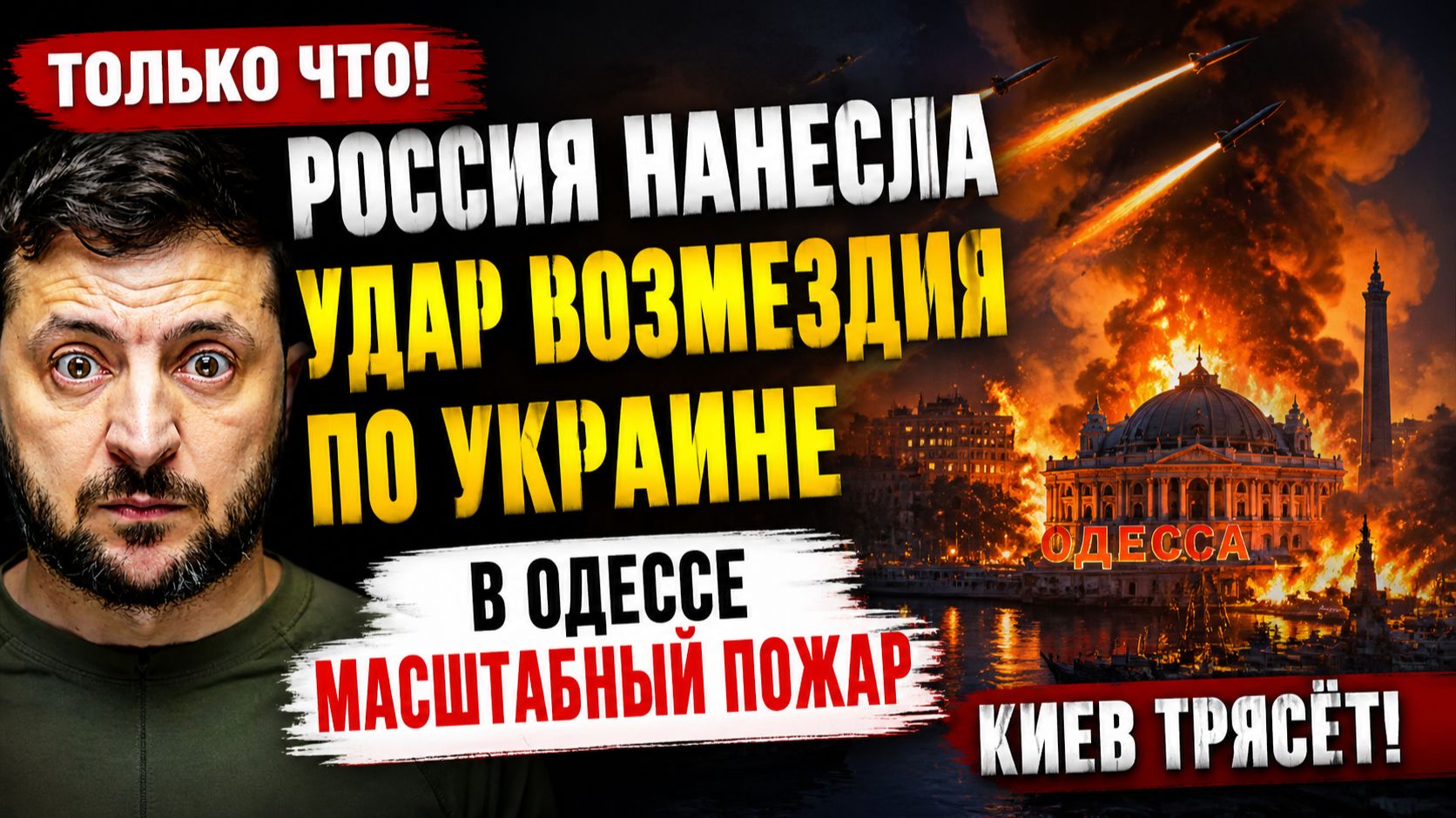 Только Что! Россия нанесла удар возмездия по Украине. В Одессе масштабный пожар.Киев Трясёт!