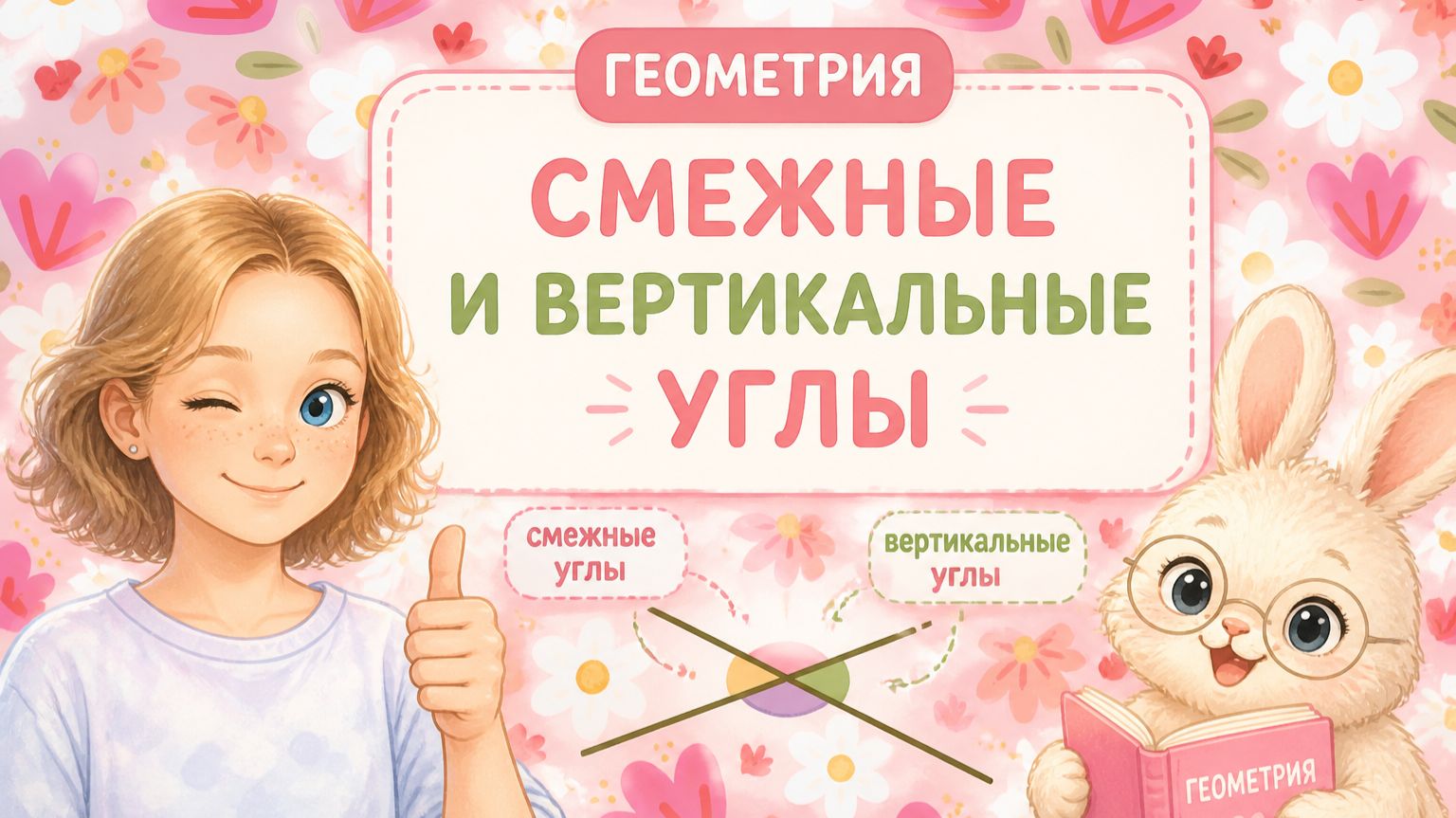 Смежные и вертикальные углы — объяснение с нуля | Геометрия 7 класс