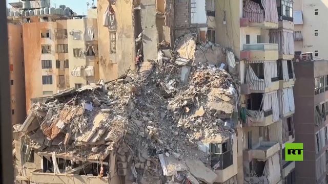 مشاهد لشقة سكنية مدمرة في حارة حريك بالضاحية الجنوبية لبيروت بعد غارة إسرائيلية