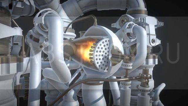 Работа ракетного двигателя РД-180.