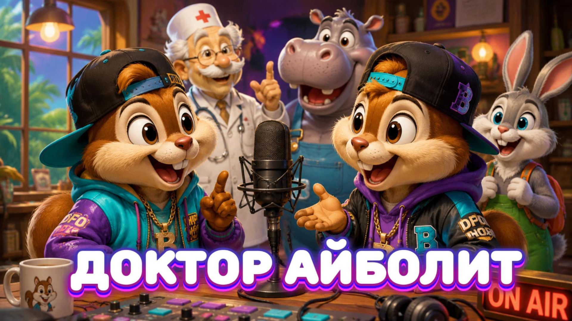 «Добрый доктор Айболит» в исполнении весёлых сказочных бурундуков! 🎧🐿️