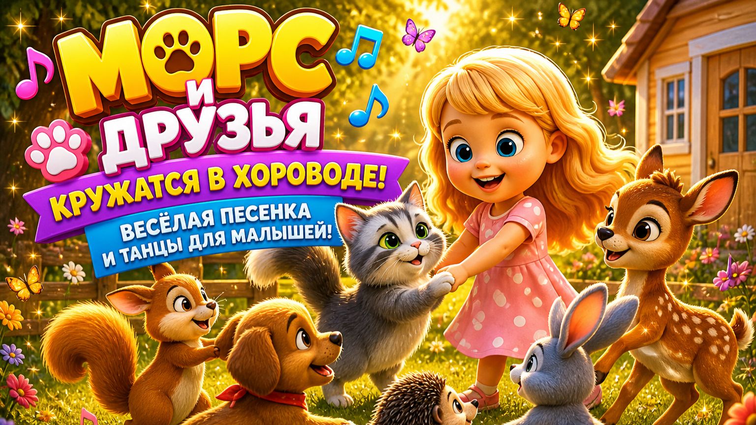 🐱 Морс и Друзья Кружатся в Хороводе! 😻 Весёлая Песенка и Танцы для Малышей)