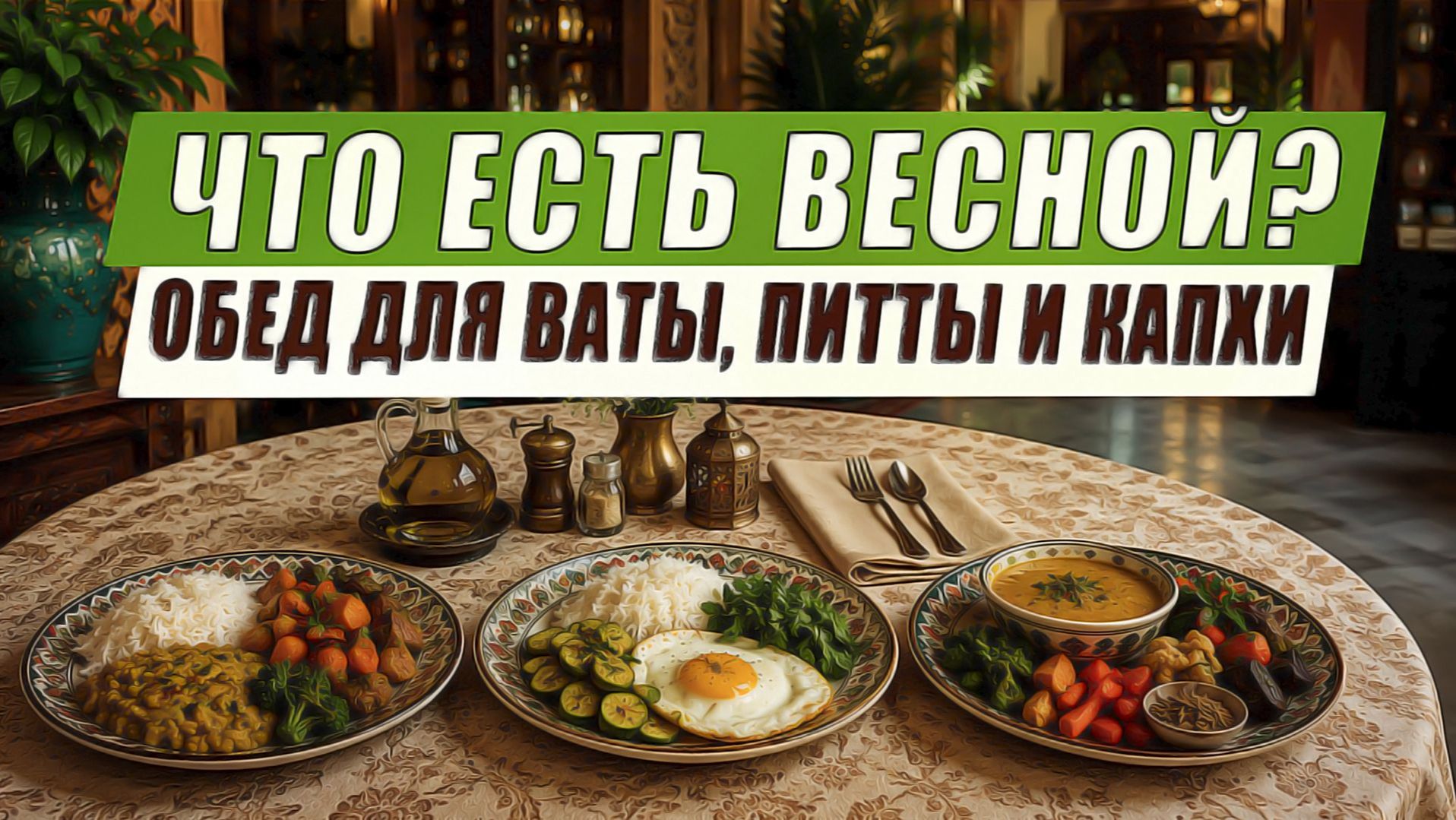 Весенний обед по дошам: тарелка для ваты, питты и капхи