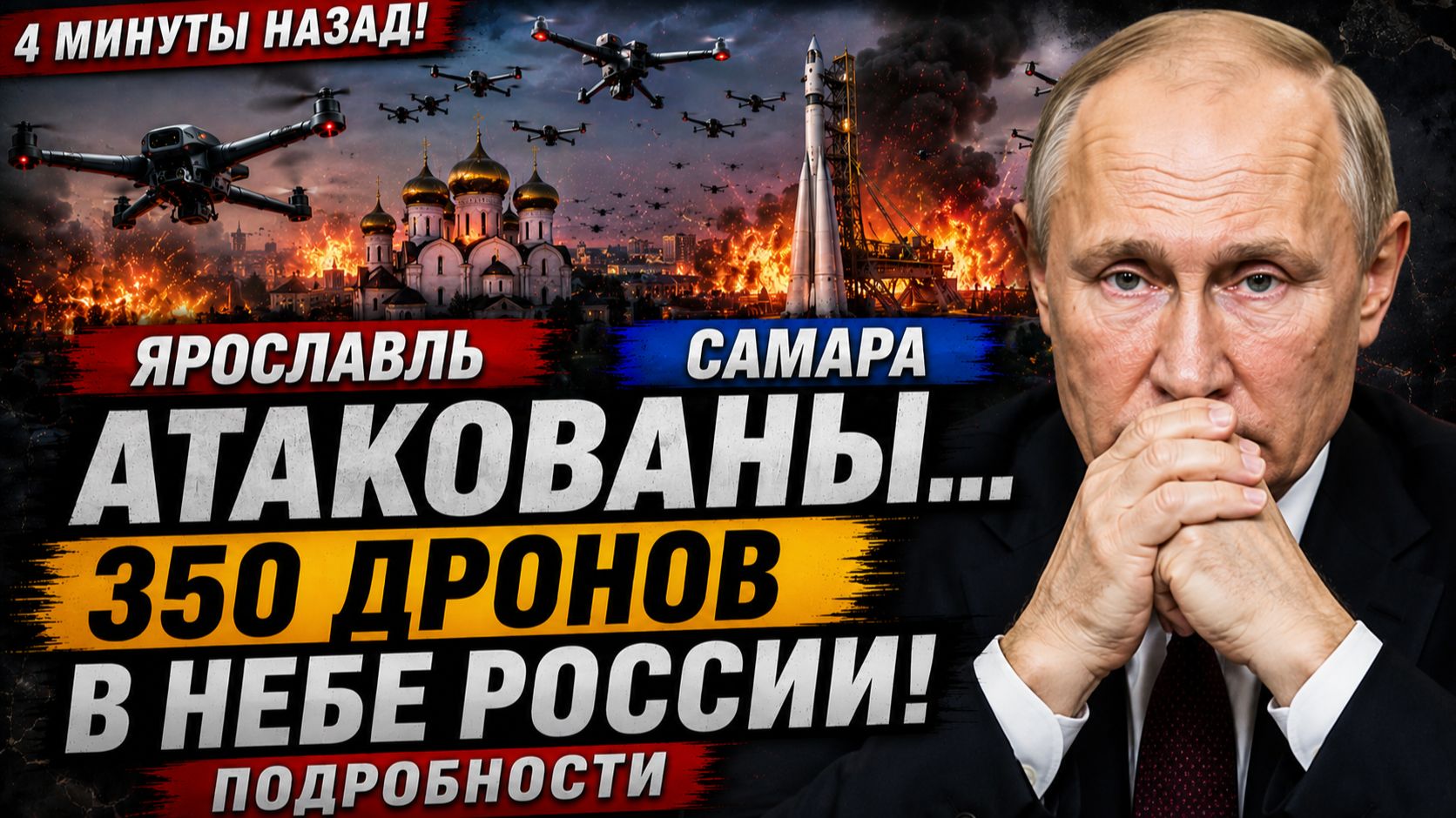 4 Минут назад Ярославль и Самара Атакованы...350 Дронов в небе России! Подробности