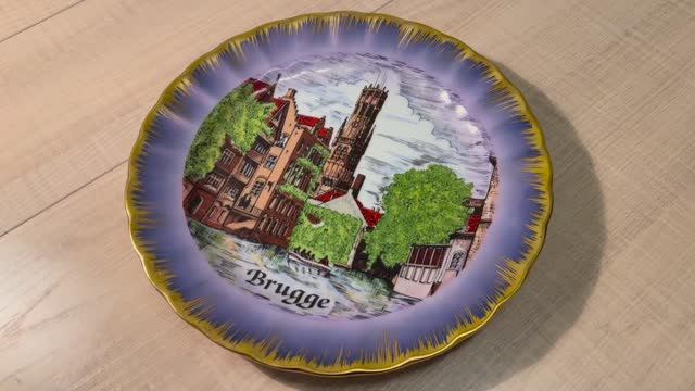 Винтажная декоративная тарелка Brugge / Брюгге, Бельгия, ручная работа, 24 см, 1990-е