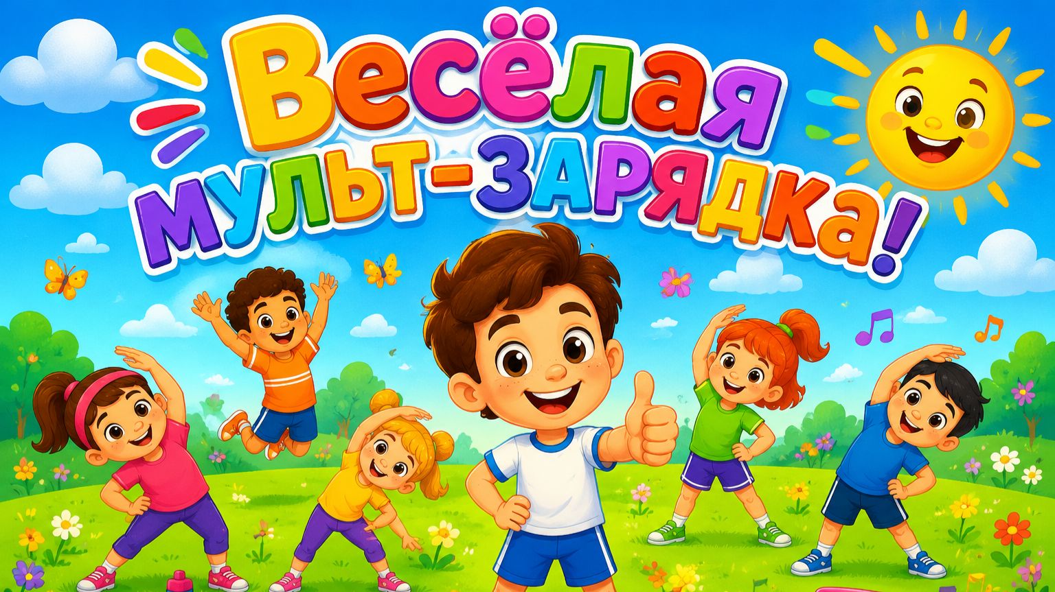 Весёлая мульт-зарядка для детей  Физминутка  Подвижные упражнения под музыку