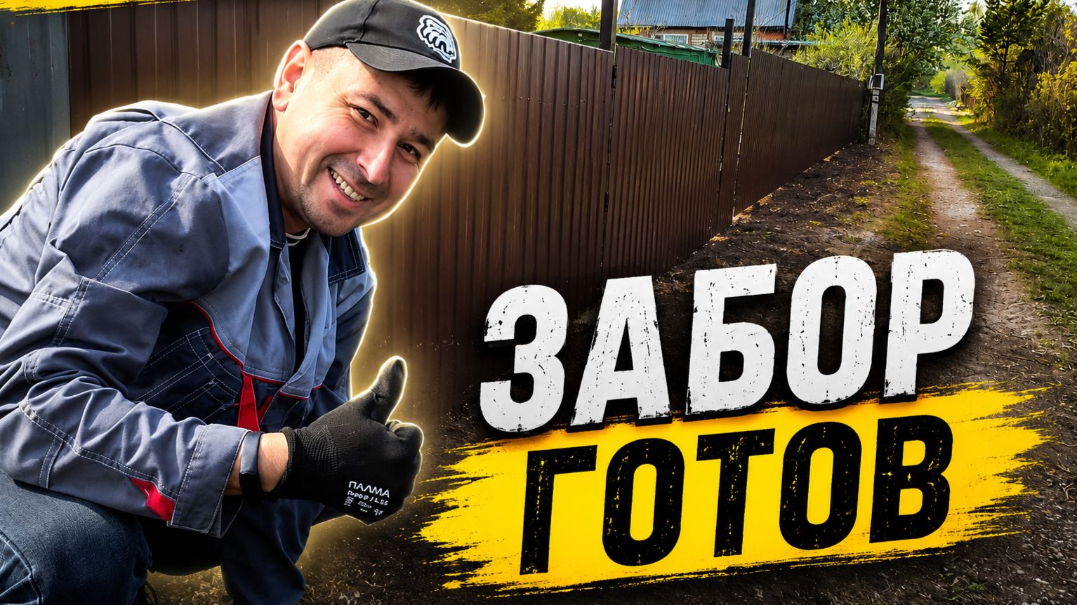 ДАЧНЫЕ ДЕЛА, ДОДЕЛАЛИ БЮДЖЕТНЫЙ ЗАБОР ИЗ ПРОФЛИСТА. А ТАК ЖЕ КАЛИТКУ И ВОРОТА