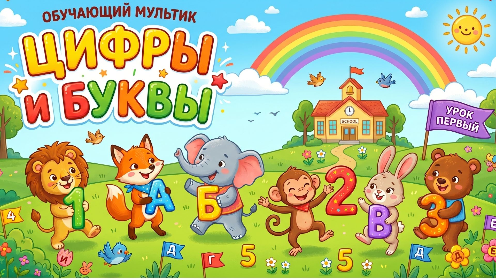 ЦИФРЫ С СИНИМ ТРАКТОРОМ, АЗБУКА С ЖИВОТНЫМИ, РАЗВИВАЮЩИЙ МУЛЬТИК, МУЛЬТИК ПЕСНЯ