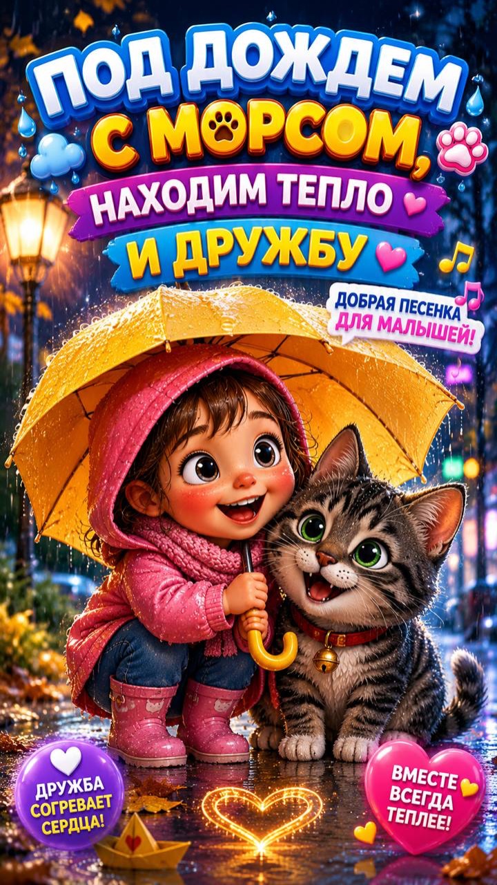 Под дождем с Морсом , находим тепло и дружбу , добрая песенка для малышей !