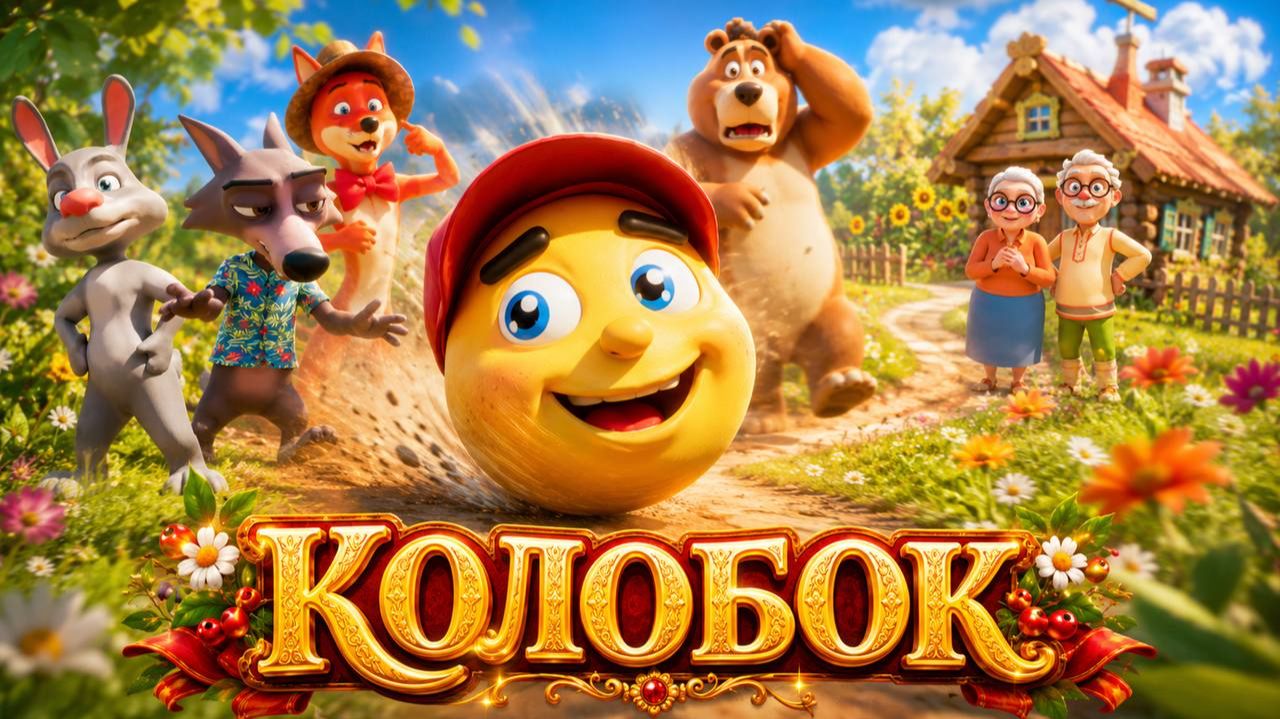 Колобок🙂Русская народная сказка для детей. Мультфильм для  самых маленьких