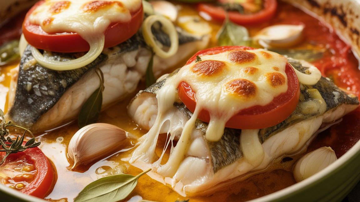 Рыба в духовке с помидорами и сыром