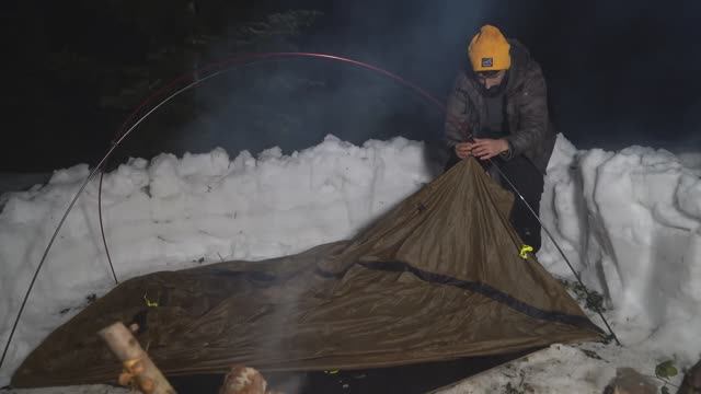 XAKAN _   Solo -13 °C. Экстремальный зимний кемпинг. Бушкрафт  Палатка с подогревом