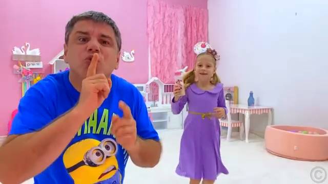 Nastya found a doll and pretends to be a parent