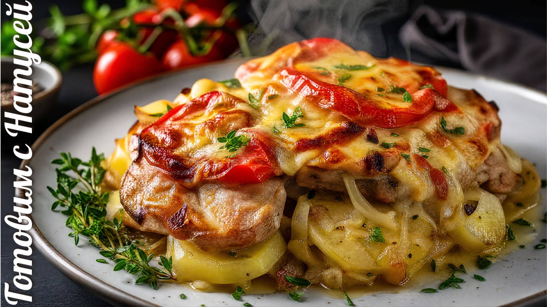 Мясо по-французски в духовке. Bon appétit!!! Нежное мясо из свинины с картошкой и помидорами.