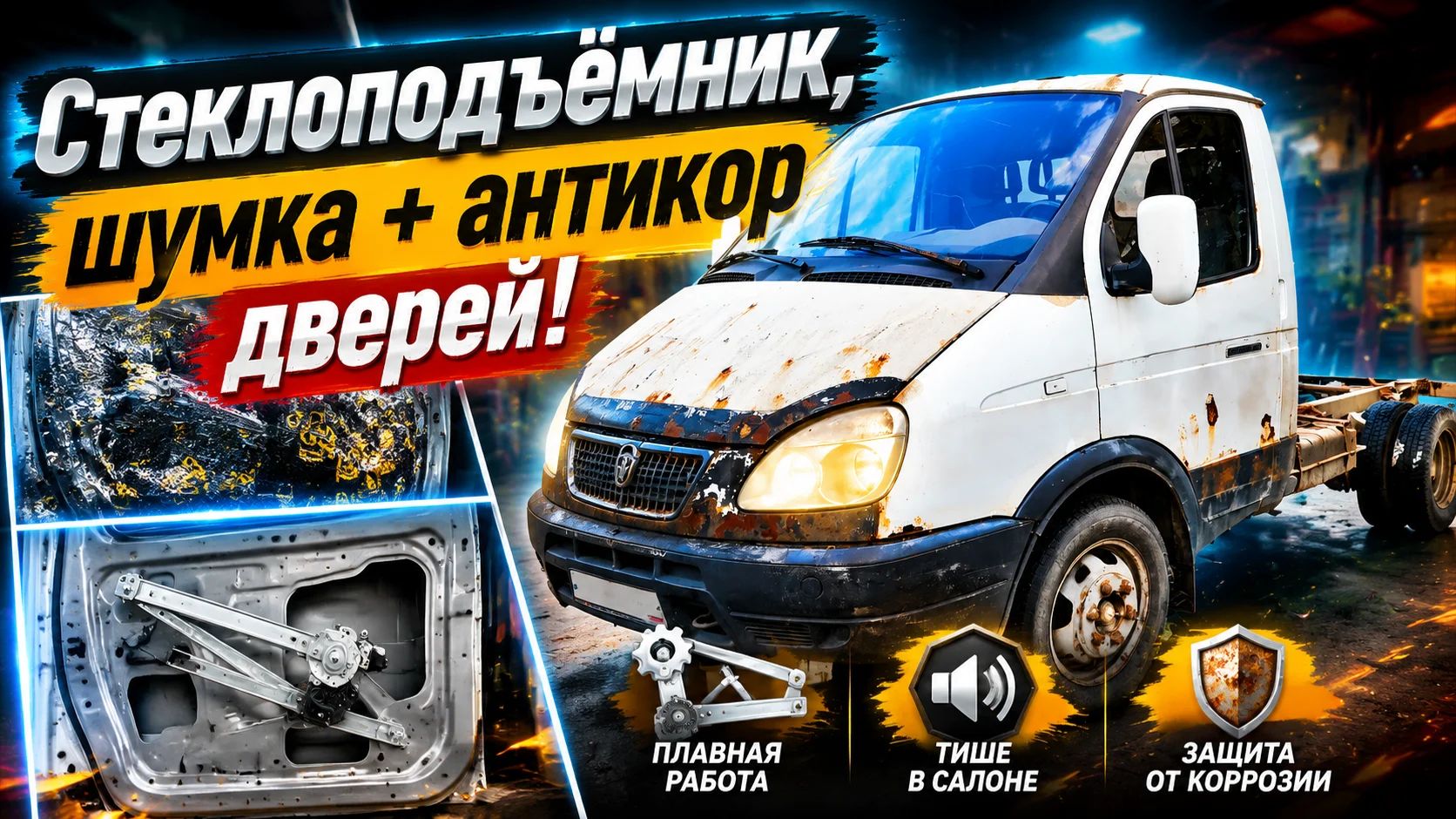 Двери на ГАЗЕЛЬ 3302! Стеклоподъемник, шумка и вечный антикор.