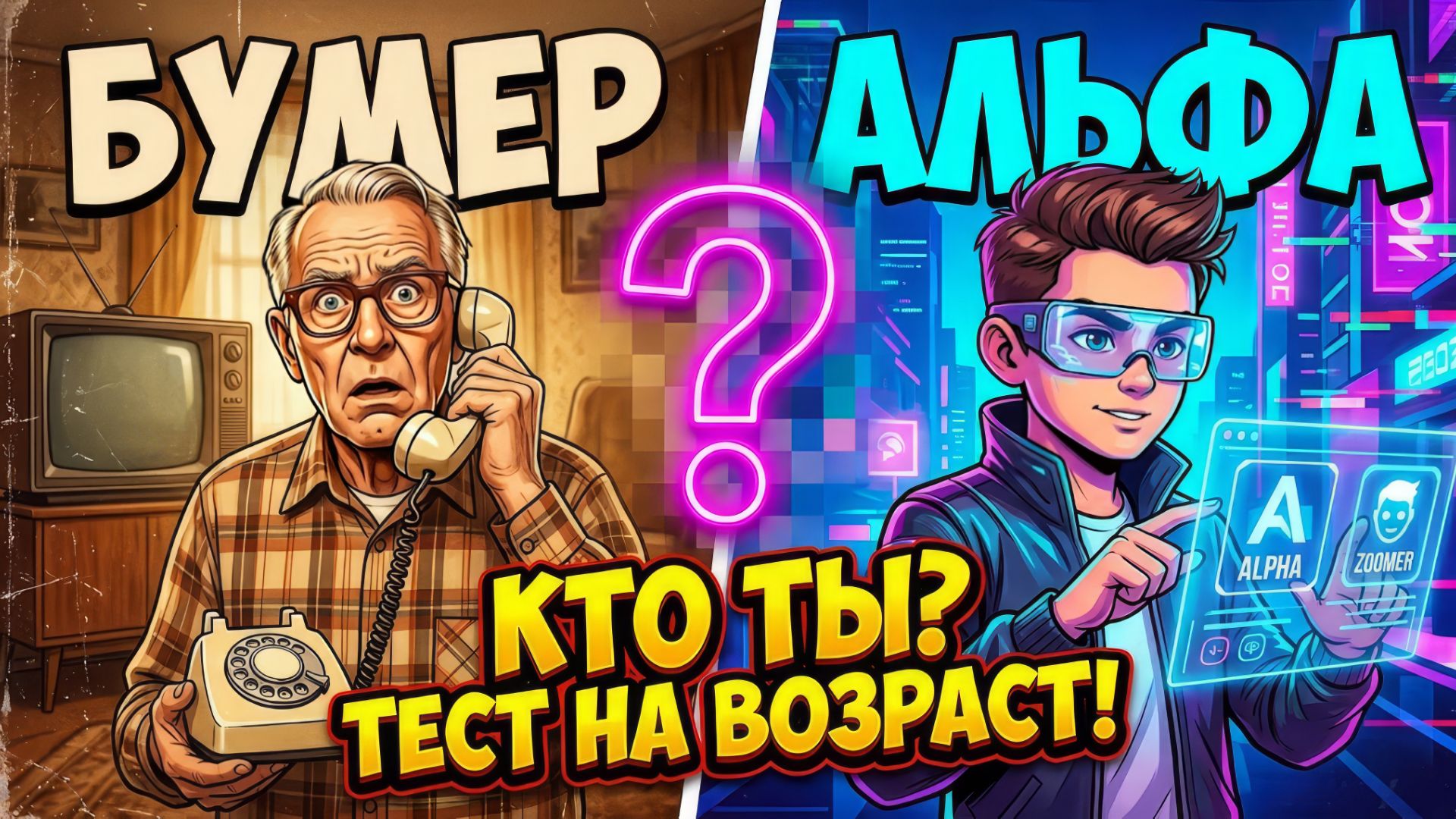 КТО ТЫ  БУМЕР ИЛИ АЛЬФА. Тест на возраст за 5 минут