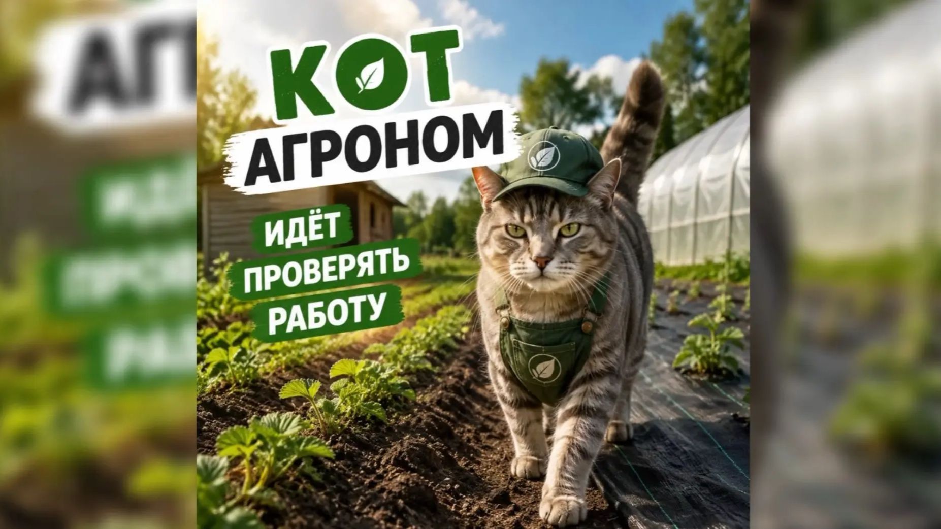 Кот агроном идёт проверять работу