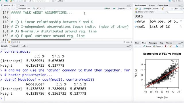 1.6 Linear Regression in R： Fitting a Model and Discussing Assumptions