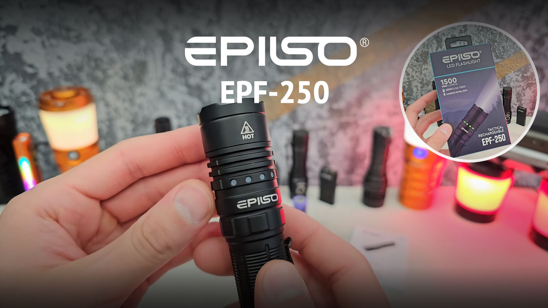 Тактический подствольный фонарик EPILSO EPF-250: 1500 лм, быстрый доступ к турбо и стробу.