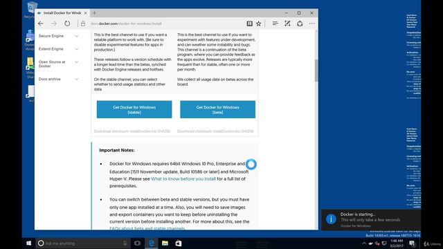 005 Docker on Windows 10 64bit