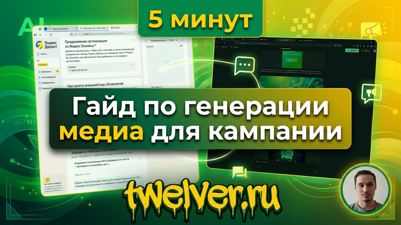 Запускаю рекламную кампанию в яндекс - мини-гайд по медиа наполнению с ИИ (брендинг,картинки,видео)
