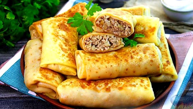 #БЛИНЧИКИ#цельнозерноваяМука#очень вкусные с мясной начинкой