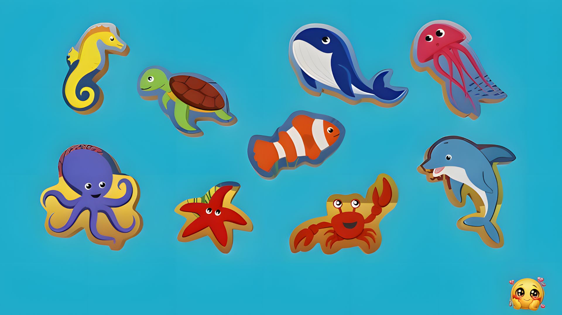 Морские животные для малышей. Игрушки для малыша. Обитатели океана. 🐡🐠🦐🐬