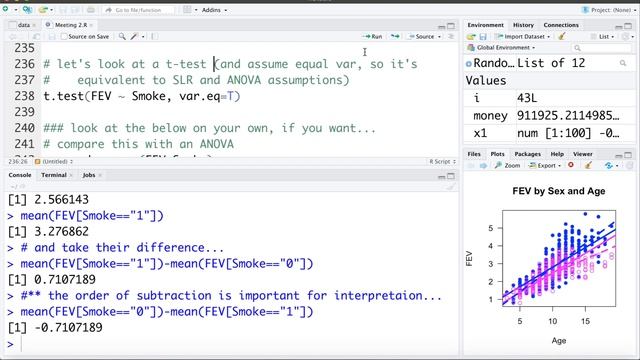 2.8 t-test and Linear Regression： Getting Model Output in R, to Build Connections Between Them