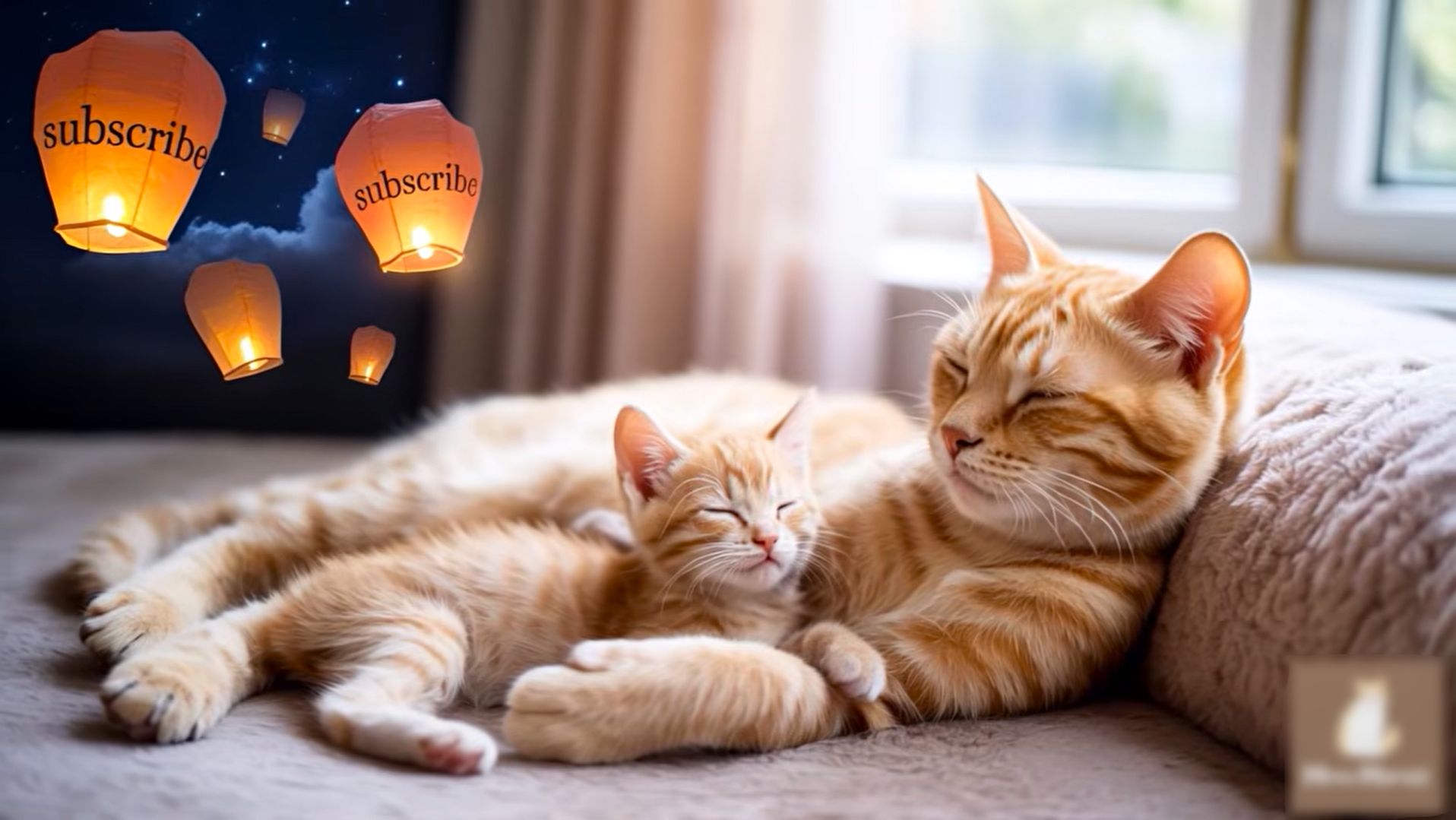 😹Мама кошечка мило и нежно уснула со своим маленьким котёночком🔥