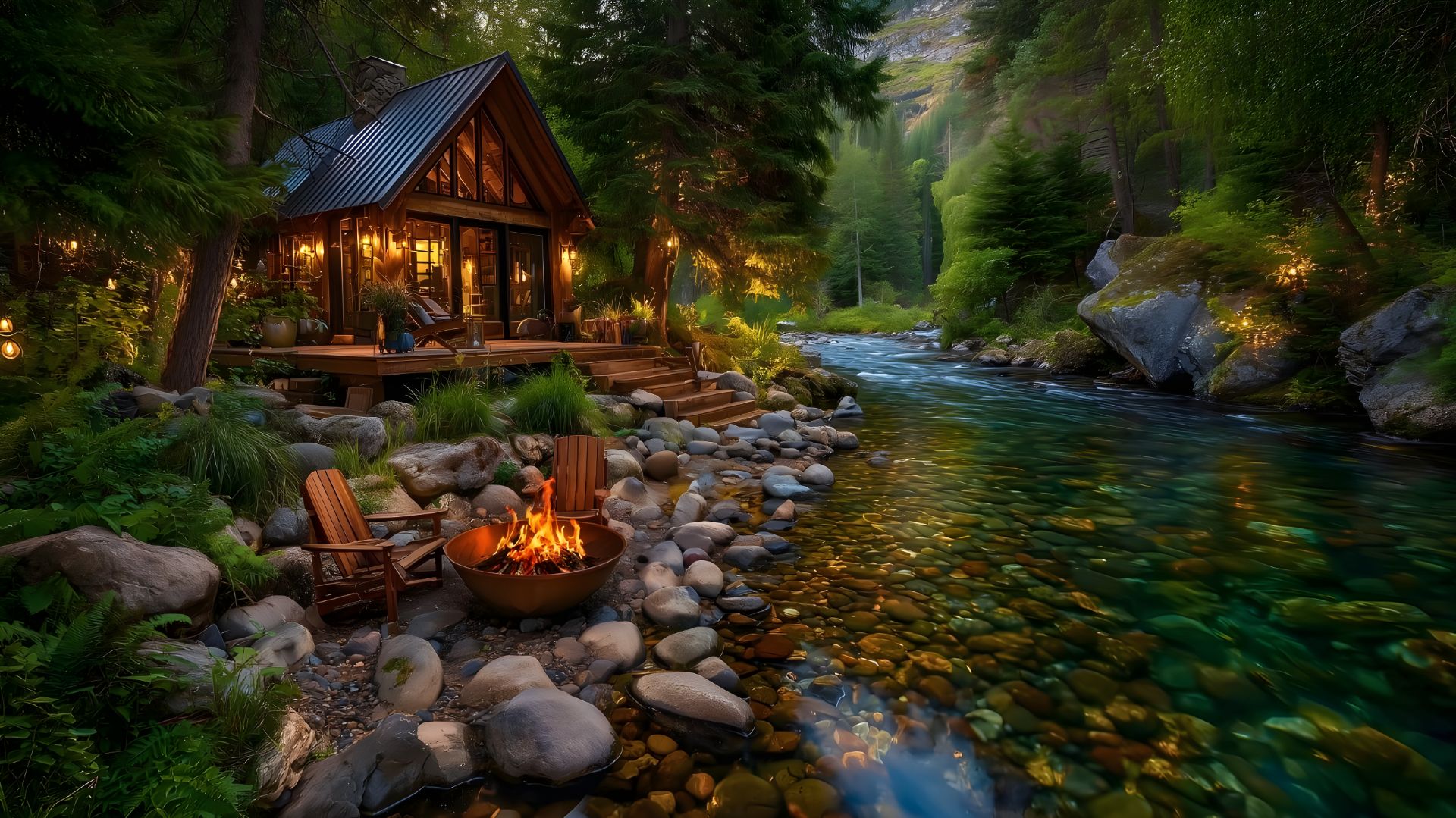 Свежее весеннее утро 🌿 Домик на берегу реки, щебетание птиц и звуки костра.