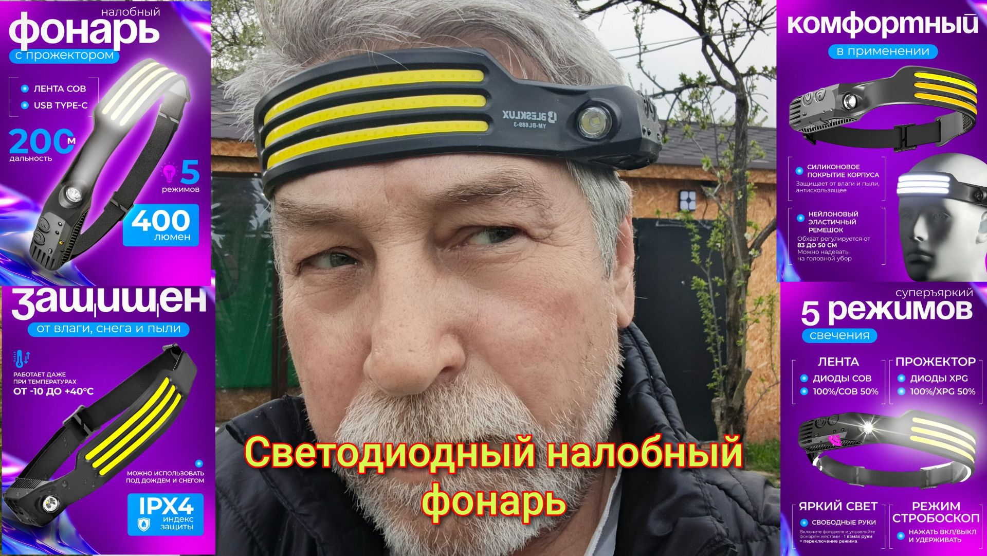 🔦 Светодиодный налобный фонарь YM-BL689-3