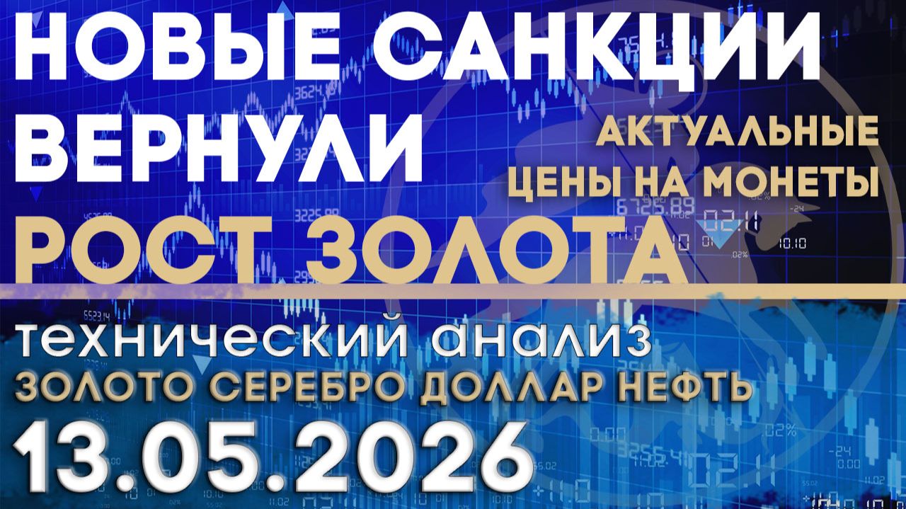 Санкции США против Китая вернули рост золота Анализ рынка золота, серебра, нефти, доллара 13.05.2026